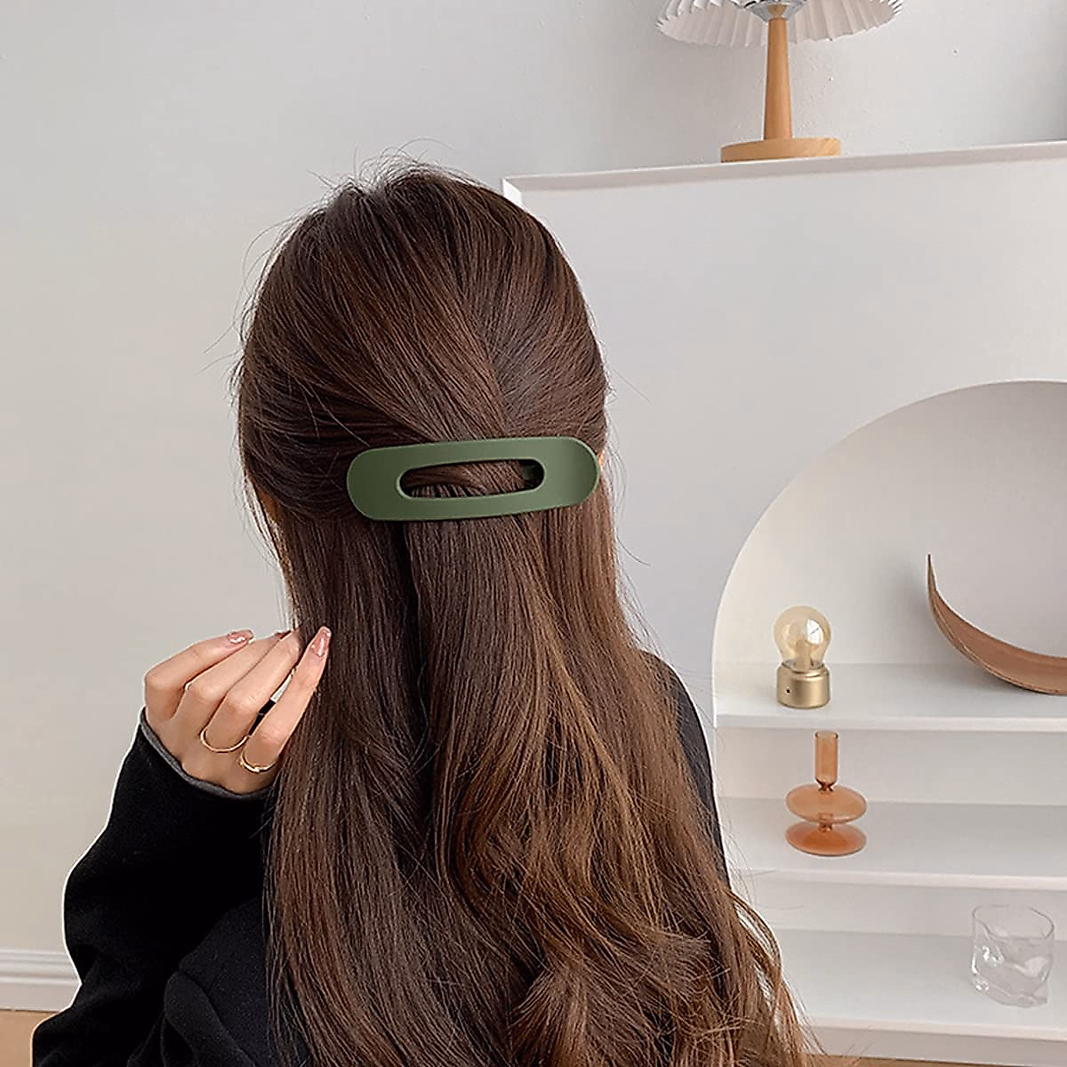 7PCS Large Flat Claw Clips for Thick Hair, Matte Flat Lay Claw Clips Without Pain, Strong Hold Side Slide Duckbill Alligator Hair Clips, Fashion Hair Styling Accessories for Women Girls