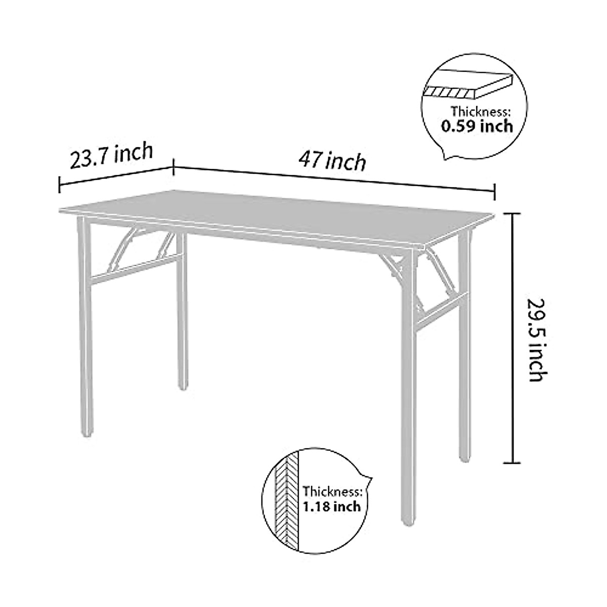 Coral Flower Office Desk 55 inches Folding Table Computer Table Workstation，Rustic Brown