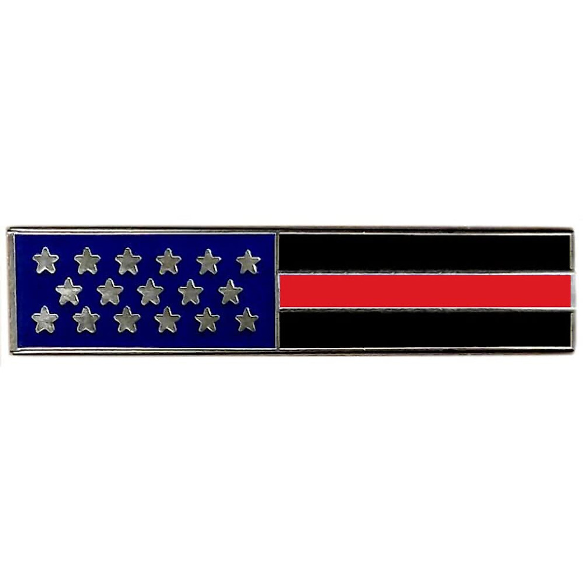U.S. Flag Lapel Pin, Enameled & Plated, 2 Clutch Backs, 1-3/4x3/8" Regular/Clutch Back Blue Line 1-3/4 x 3/8"