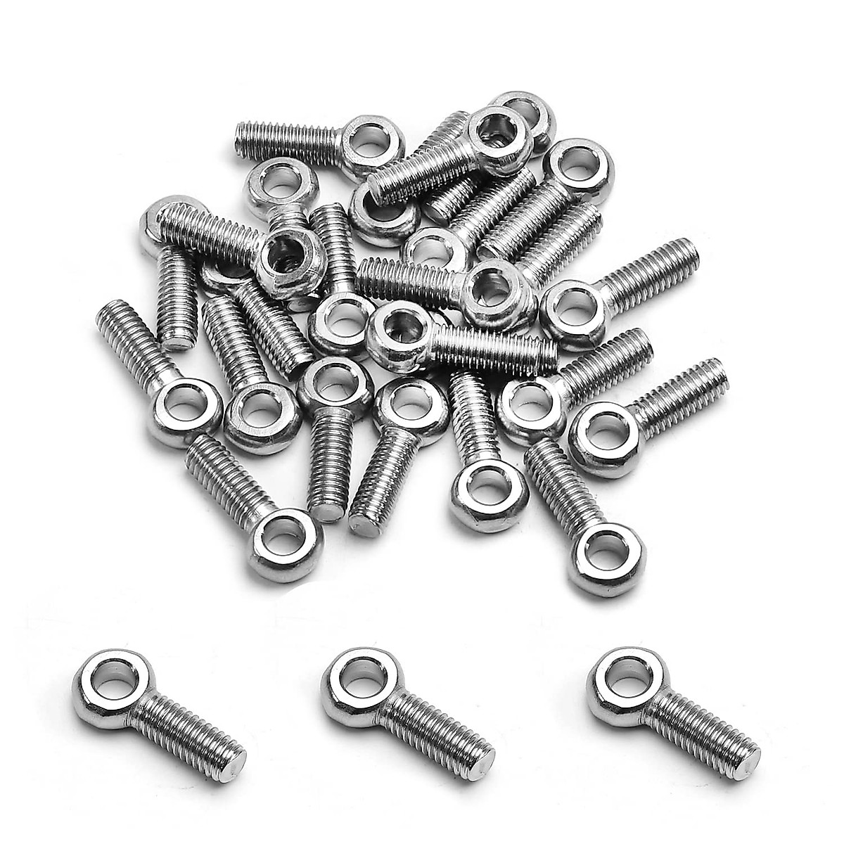 MroMax 25Pcs M6 x 20mm Swing Lifting Bolt, 304 Stainless Steel Metric Full Thread Machinery Shoulder Swing Lifting Eye Bolt for Home Renovation, Pipeline Gate Valves Fasteners
