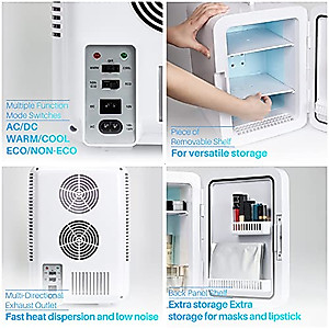 AstroAI Mini Fridge,15 Can 10 Liter Coolers & Refrigerators Mini Cooler, AC/DC Thermoelectric Skincare Fridge for Christmas Gifts, Beverage, Bedroom, Office,Travel, ETL Listed (White)