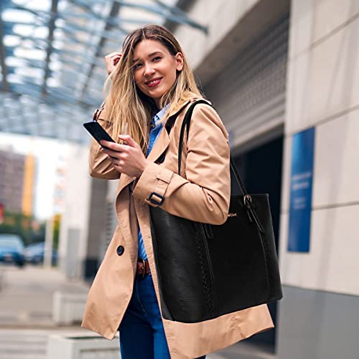 Montana West 3 PCS Tote Bag Set Purse Large Shoulder Bag Concealed Carry Purses and Handbags for Women Top Handle Shoulder Satchel Hobo Bags, Black