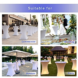 HolidayIdeas Cocktail Table Covers, 2 Pack - Fitted Stretch Spandex Square Corners Cocktail Tablecloths,High Top Table Cloths (Black, Fit for 30"-32" Diameter x 43" Height Tables)