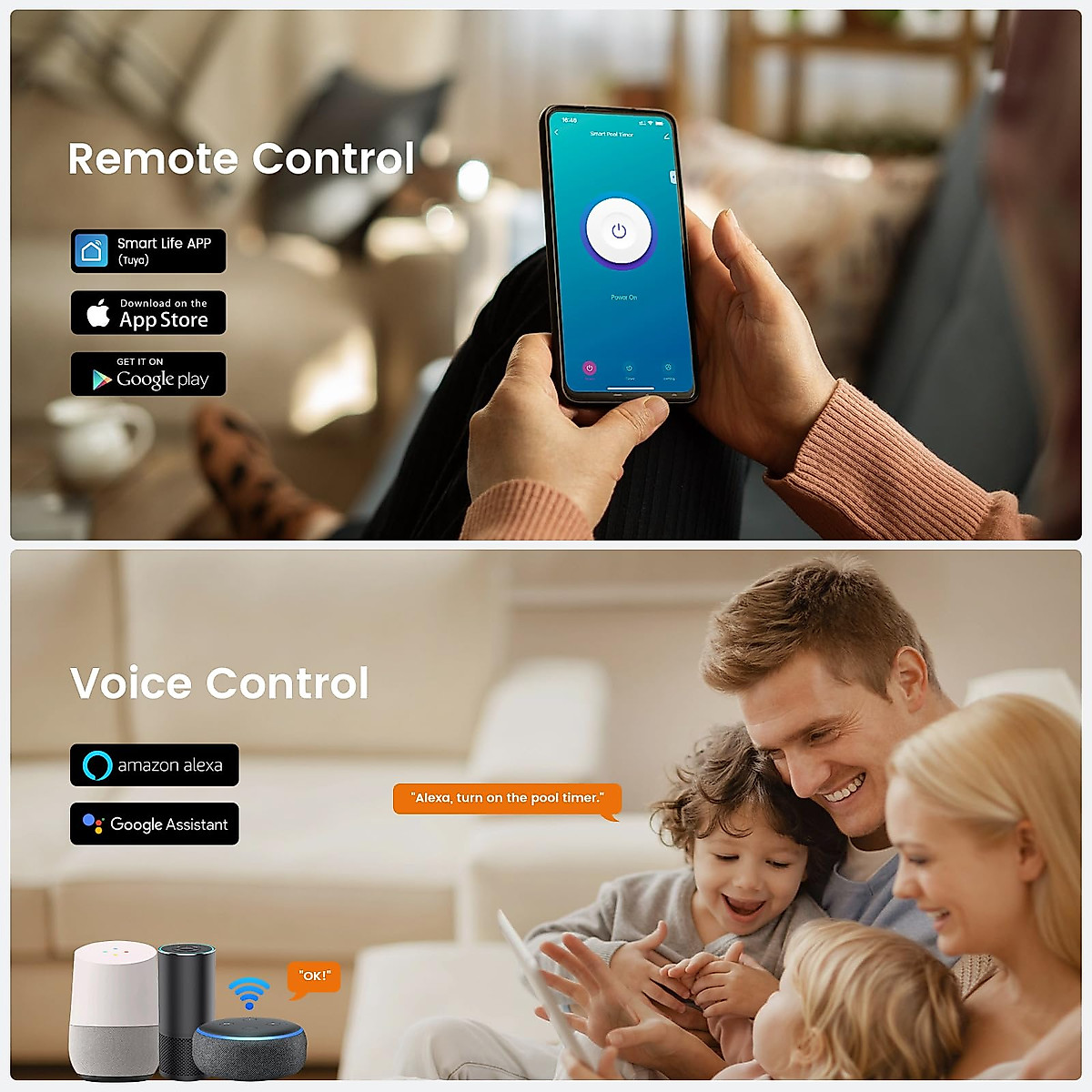 Suraielec WiFi Pool Timer, Outdoor Indoor Smart Switch, 40 AMP, 2HP, 120, 240, 277 VAC, Heavy Duty Pool Controller Light Timer Box for Pool Pump, Water Heater, Spa, Powerful Electrical Appliances