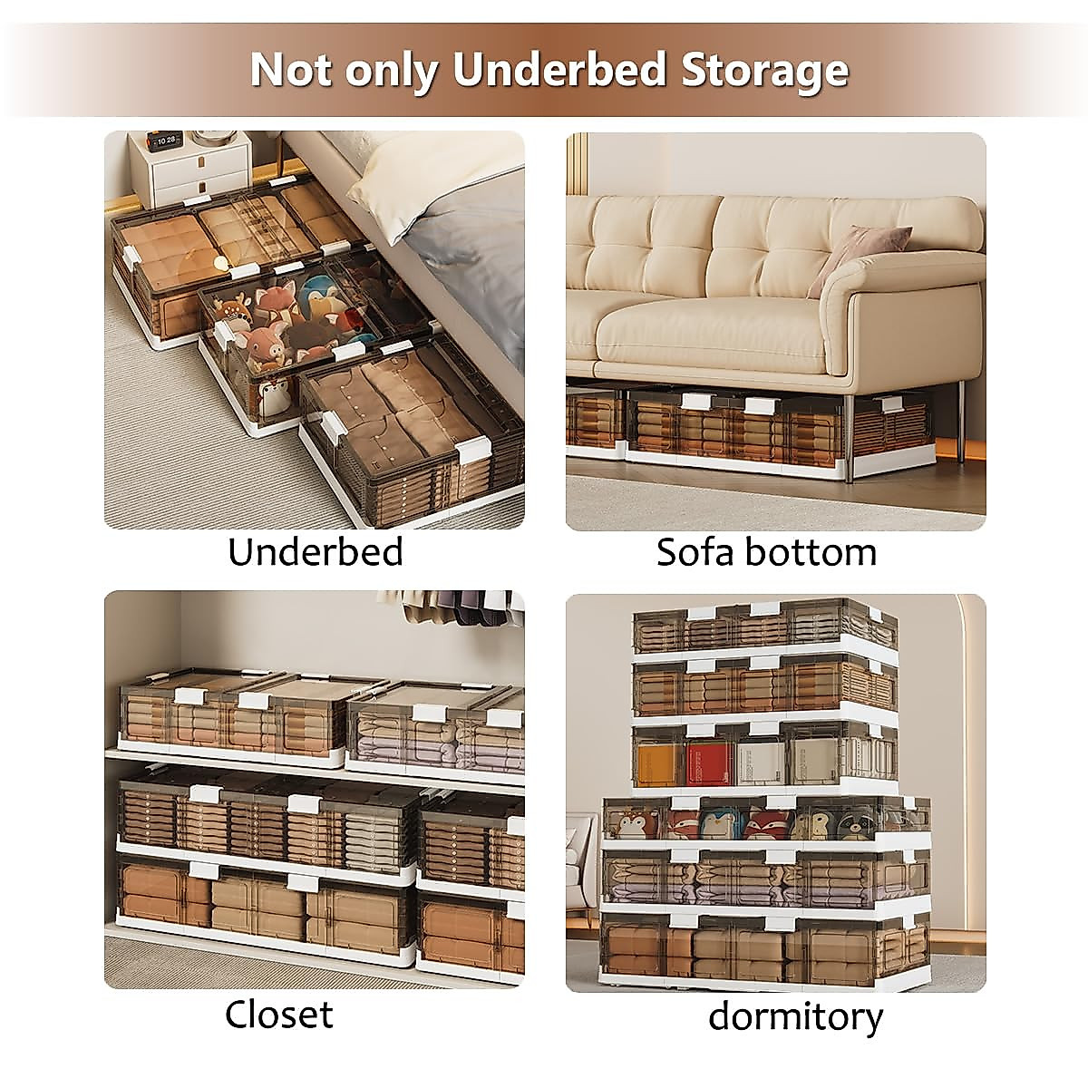 SIRIRIC Under Bed Storage with Wheels, Plastic Under Bed Storage Drawer, Stackable Under Bed Storage Bins With Lids, Closet Organizers and Storage For Bedroom, Clothes, Shoes, Blankets 7.9in High