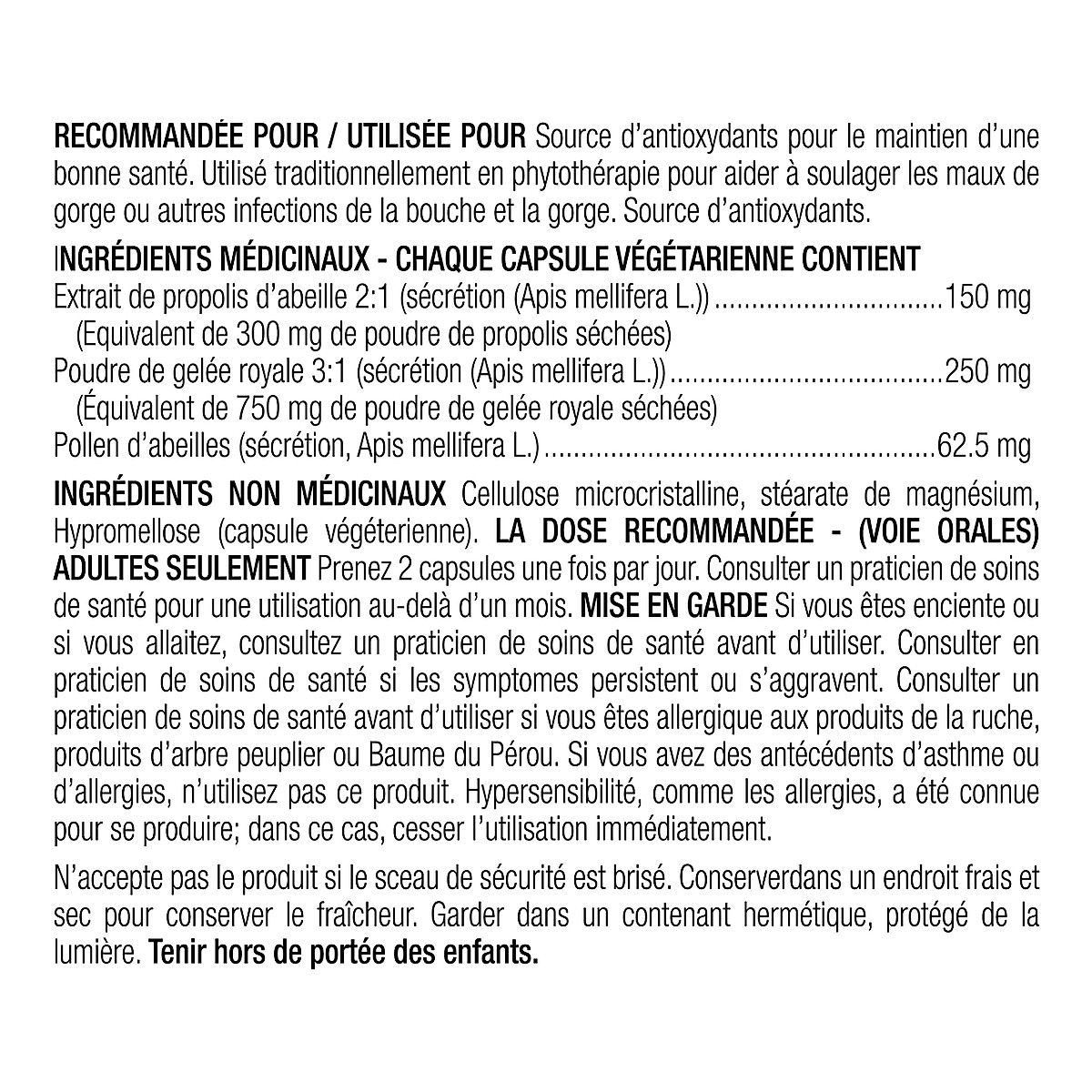 Dutchman's Gold Total Hive Trio Capsules - 120 Veg Caps Approximately 30-60 Servings - Bee Pollen Royal Jelly & Propolis Supplement - Superfoods for Antioxidant Immune Support - Natural Honey Mix
