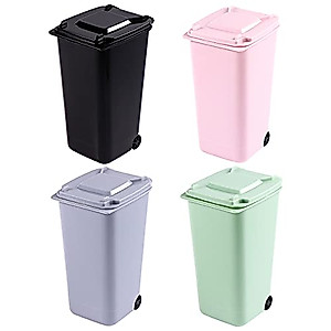 Kisangel 4Pack Mini Trash Can with Lid Set, Desktop Wastebasket Small Garbage Storage Bin for Office Home School