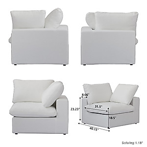 Cloud Modular Sectional Sofa,Corner Seater, Down Filled Comfort Sofa Couch for Living Room,Minimalist Wide Deep Seat,White