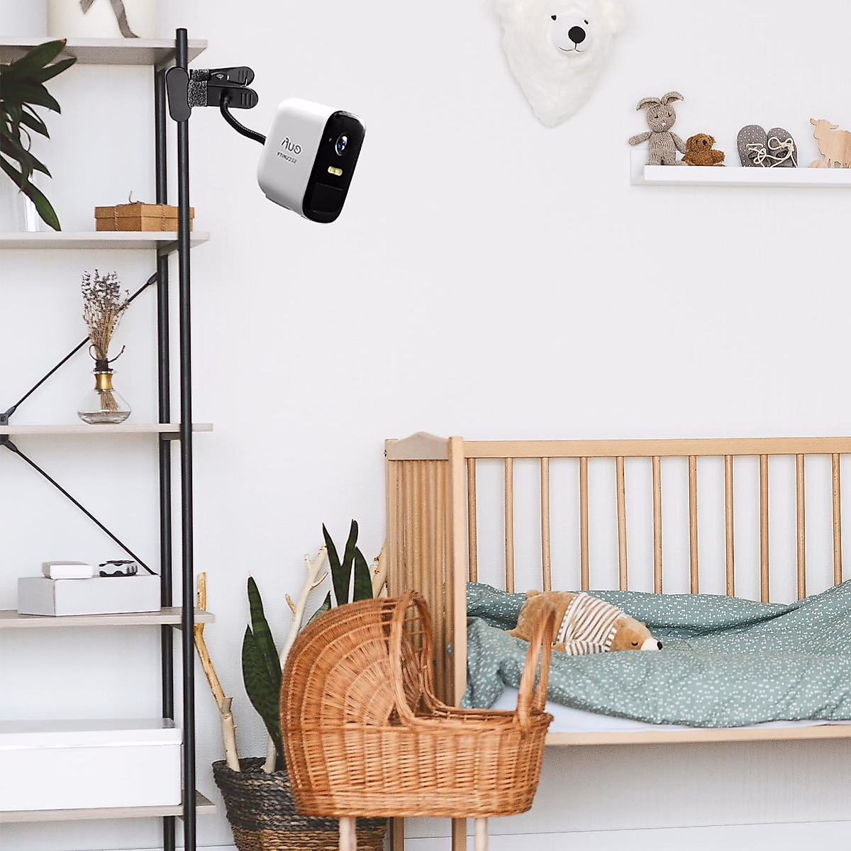 OkeMeeo Gooseneck Clamp Mount for Arlo Pro 4/Pro 3/Pro 2/Essential/eufy/Owlet Duo/Reolink Camera and More on Gutter,Window Guard,Tree(No Drill,Black, 2 Pack)