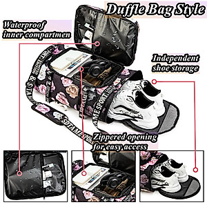 Gym Duffle Bag Backpack with Shoe Compartment,4 ways Travel Backpack for Women and Men,Multi-Functional Weekender Backpack with Waterproof Layer&Laptop Compartment for Fitness, Travel,Camping(Black')