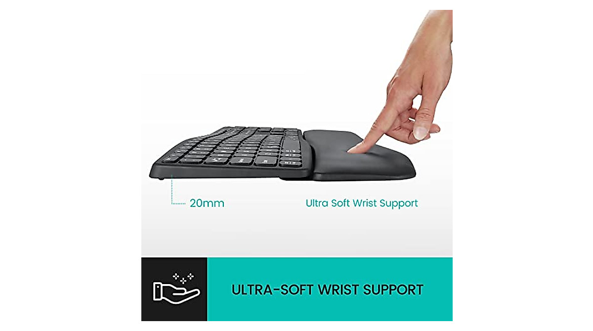 Perixx PERIBOARD-813B Ergonomic Bluetooth Keyboard | Rechargeable USB-C