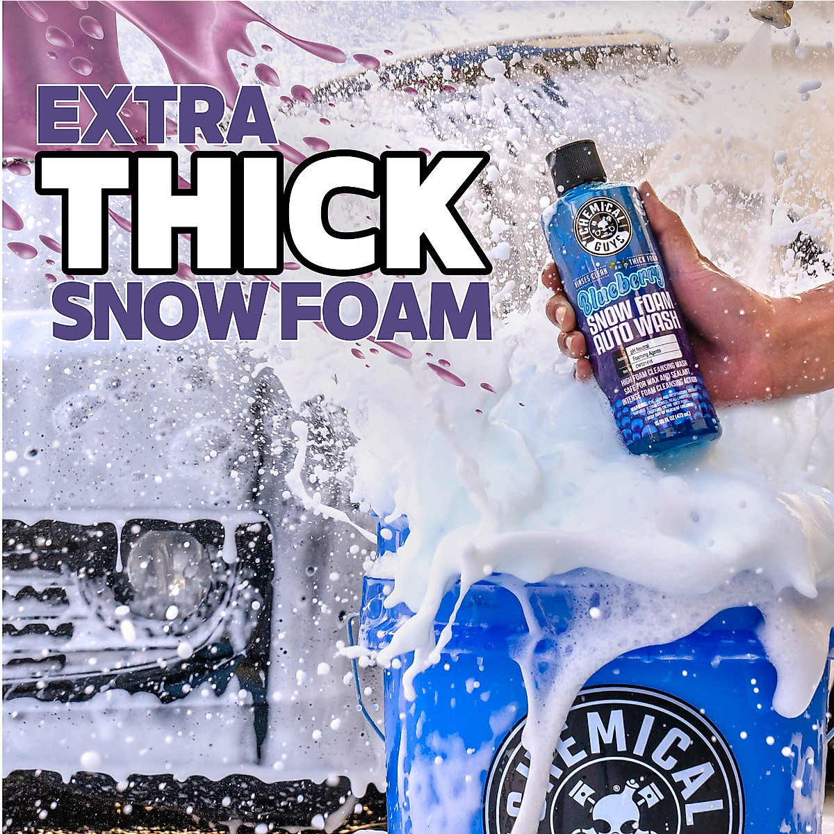 Chemical Guys CWS21616 Blueberry Snow Foam Car Wash Soap (Works with Foam Cannons, Foam Guns or Bucket Washes), Safe for Cars, Trucks, SUVs, Jeeps, Motorcycles, RVs & More, 16 fl. Oz