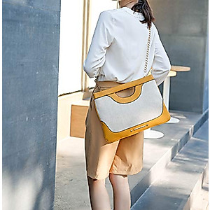 MKF Crossbody Bag for Women – PU Leather Lady Pocketbook Handbag – Side Messenger Purse, Shoulder Chain Strap Mustard