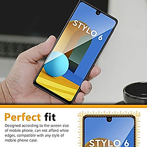 UniqueMe [3 Pack] Screen Protector compatible for LG Stylo 6 Tempered Glass [Full Coverage] Edge to Edge Protection [Case Friendly] - Black
