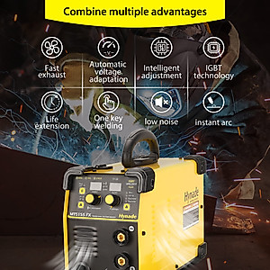 MTS155FX Flux Mig Welding Machine, Dual Voltage 110/220V Tig Stick Welder-Welding Gloves 16 Inches