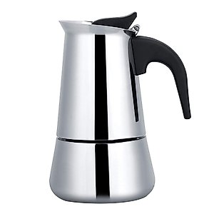 Pilipane Stainless Steel Coffee Maker, 200ml Moka Campaing Coffee Pot for Home Office Use, Stovetop Espresso Maker for Induction and Gasstove Electric Percolator