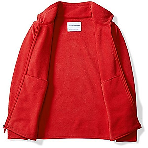 Amazon Essentials Boys' Polar Fleece Full-Zip Mock Jacket - Discontinued Colors, Red, Small