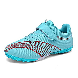 Saynnie Soccer Shoes for Boys Girls Indoor Football Cleats Firm Ground Soccer Cleats Kids Turf Training Sneakers (Medium, TF Blue, Numeric_34)