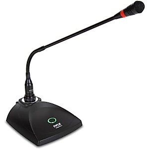Pyle Home Desktop Gooseneck Wired Microphone System-Table Mounted Corded Voice Condenser Mic with Pop Filter - XLR to 1/4'' Sound Cord - for Karaoke, Conference, Studio Audio Recording -PDMIKC5 Black