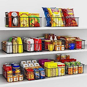 12 Pack (3 Szie) Small Wire Storage Baskets for Organizing,Pantry Organization Bins for Cabinets, Metal Basket for Kitchen, Laundry, Garage, Fridge, Bathroom Countertop,Freezer Organizer(Black)