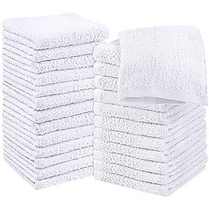 Utopia Towels Cotton Washcloths Set - 100% Ring Spun Cotton, Premium Quality Flannel Face Cloths, Highly Absorbent and Soft Feel Fingertip Towels (24 Pack, White)