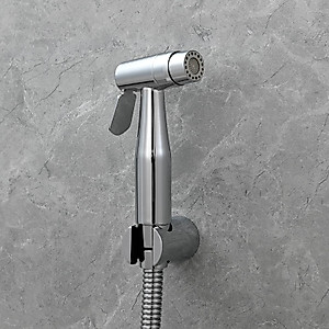 Tecmolog 2 Functions Bidet Toilet Sprayer Head Stainless Steel Bathroom Diaper Sprayer for Personal Hygiene, Chrome, WS024AD