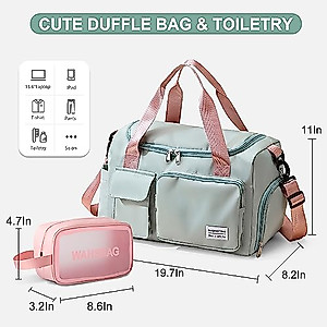 Small Gym Bag for Women, Waterproof Duffle Bag Carry On Weekender Bag with Shoe Compartment & Wet Pocket, Tote Bag for Travel, Workout, Sport