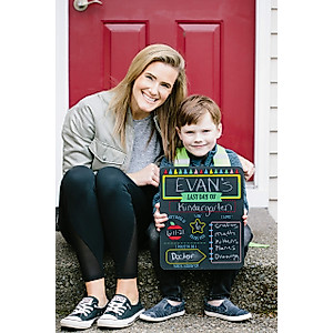 Pearhead First and Last Day of School Reversible Chalkboard, Milestone Board, Reusable Photo Sharing Prop with Chalk, Celebrate School Memories and Milestones