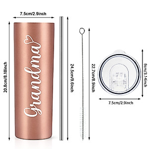 LiqCool Grandma Gifts, Gifts for Grandma From Grandchildren Grandkids, Grandma Tumbler Cup Mug, First Time Grandma Gifts Grandma Birthday Christmas Gifts New Grandma Gifts(20 Oz, Rose Gold)