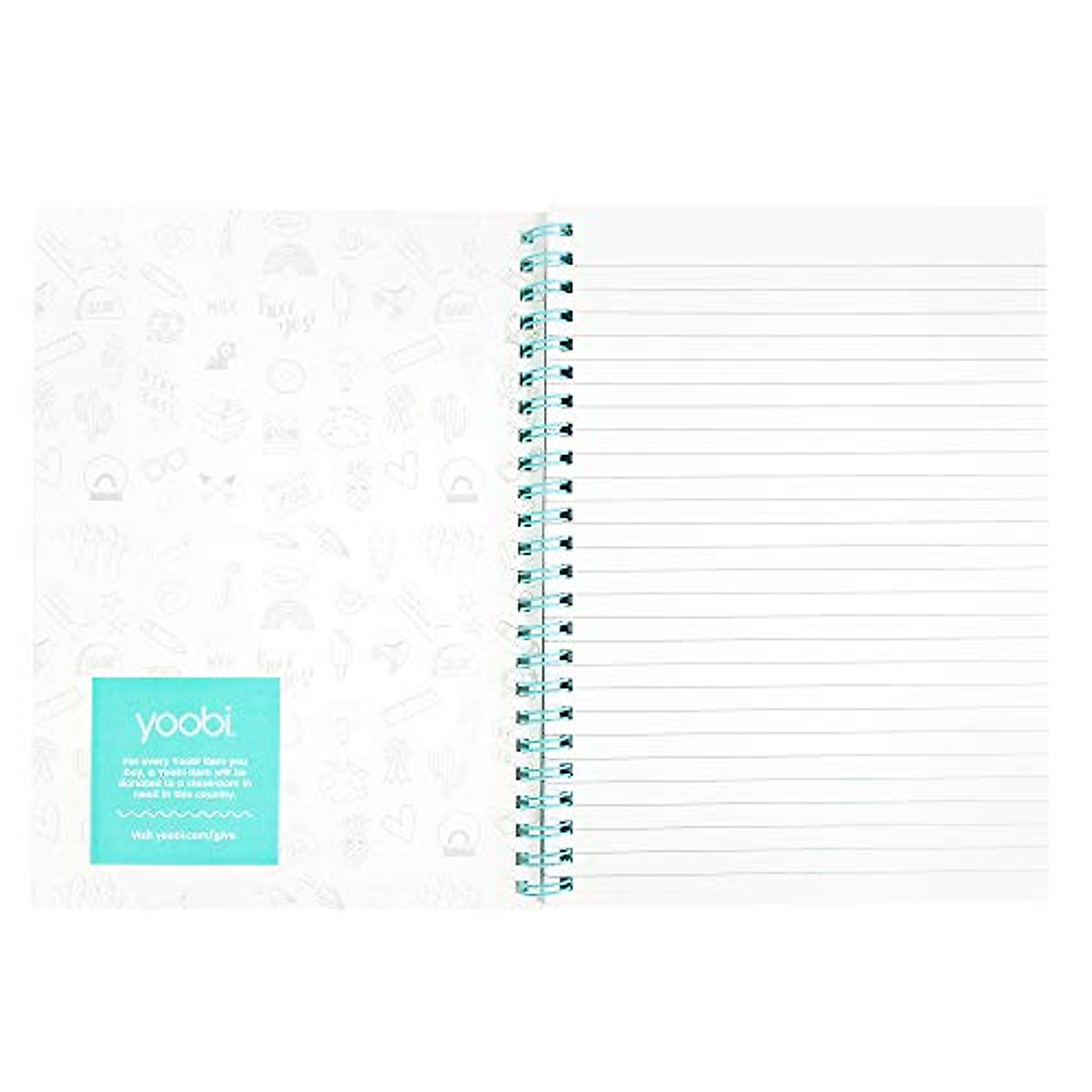 Yoobi College-Ruled Spiral Notebooks with Pencil Zipper Pouches | Fun Green Avacado Print | Cute Rainbow Glitter | 2-Pack | 60 Sheets, Multicolor