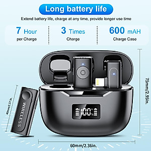 Aptkdoe Wireless Lavalier Microphone for iOS Phone/Pad, 2 Pack Lapel Clip-on Video Recording, 7H Cordless Omnidirectional Condenser Recording Mic, Plug-Play Mic Interview 2023 (M1)