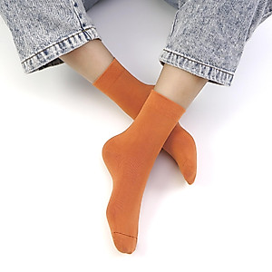 SERISIMPLE Kids Viscose Bamboo School Socks Soft flate Seam Color Anti Odor Thin Breathable Stretch Cuffs Girls Boy 5 Pairs (US, Alpha, Medium, Regular, X'mas)