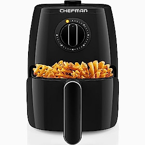 Chefman TurboFry 2-Quart Air Fryer, Dishwasher Safe Basket & Tray, Use Little to No Oil For Healthy Food, 60 Minute Timer, Fry Healthier Meals Fast, Heat And Power Indicator Light, Temp Control, Black