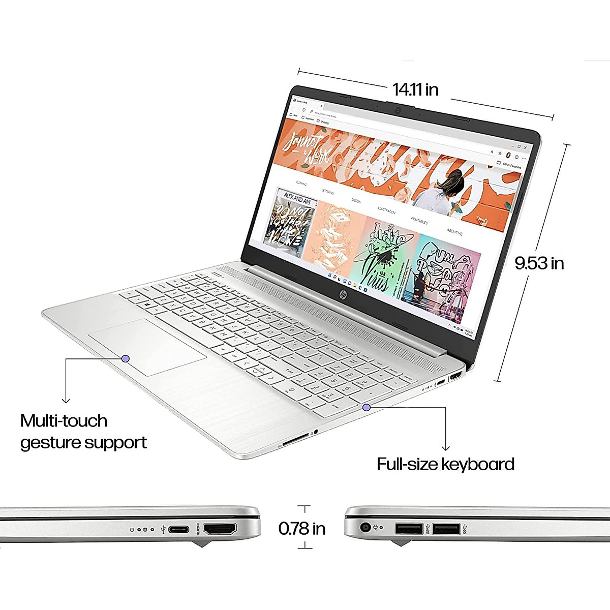 HP 2022 Newest 15.6'' Laptop, AMD Ryzen 7 5700U (8-core, Beat i7-1180G7), 32GB DDR4 RAM, 1TB PCIe SSD, Windows 11 Home, Thin&Light, Full-Size Keyboard, cefesfy Webcam Accessory