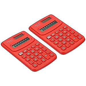 PATIKIL Pocket Size Mini Calculator, 2 Pack 8 Digit LCD Display Battery Power Handheld Calculator Small 4 Function Calculator for Office, Red