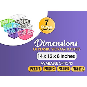 YBM HOME Plastic Perforated Storage Basket Bin Office Drawer, Shelf Desktop Countertop Tray Organizer 32-1184 (1, Pink)