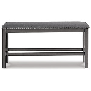 Signature Design by Ashley Myshanna Farmhouse Upholstered 24" Dining Bench, Dark Gray