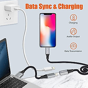 AGVEE 3.3ft Lightning Extension Cable, Braided Female to Male Extender Full Function Cord Compatible with iPhone iPad, Data Sync Video Audio & Charging Charger Connector Adapter, Dark Gray