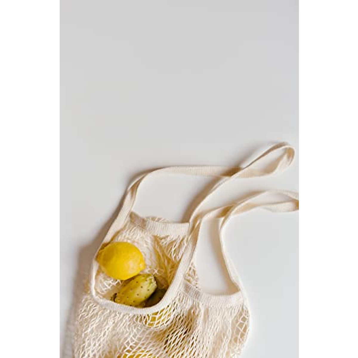 Tensico Reusable extra-length Shoulder strap Mesh Bags Cotton Mesh Grocery Bags,100% Cotton Net Cotton String Shopping Bag,Eco Market Bag Tote Bag Vegetable,Pack of 4 Portable Washable.