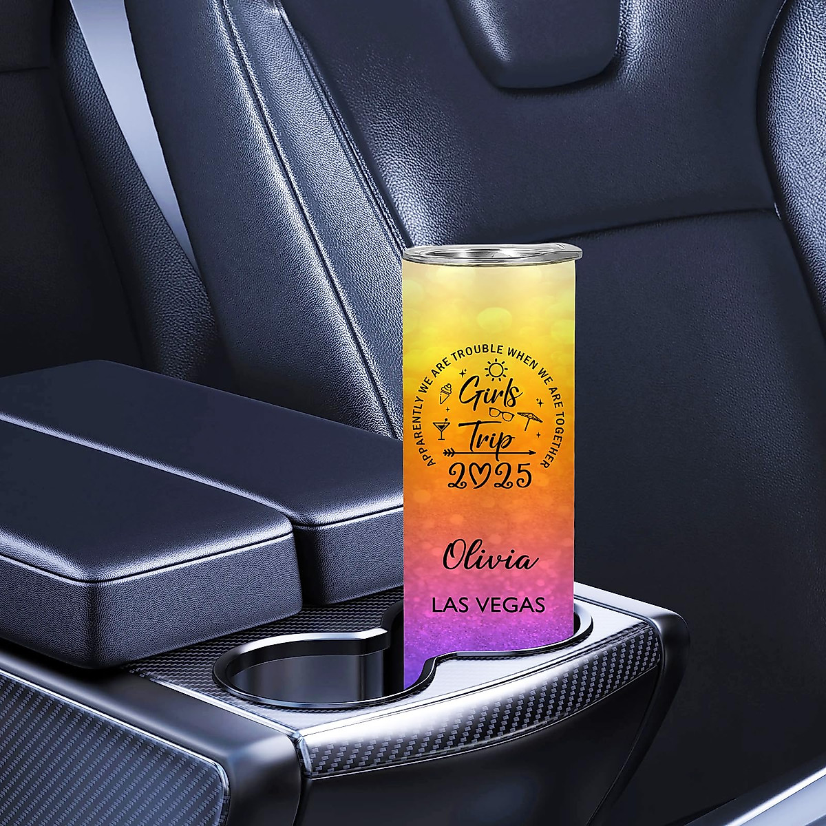 Personalized Girls Trip Tumblers with Name, Beach Cruise Insulated Cup with Lid and Straw, Girls Weekend Gift for Women, 2025 Girl Trip Gifts, Family Vacation Tumbler, Bachelorette Party Cups