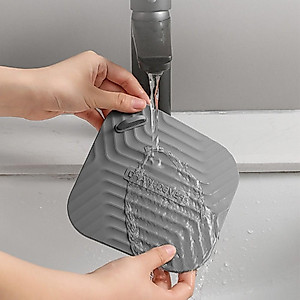 hobbyme 2Pcs Multipurpose Shower Drain Cover,Square Silicone Floor Drain Cover Bathtub Stopper,Easy to Clean,Durable Drain Plug Cover for Bathroom Kitchen Sink(Grey)