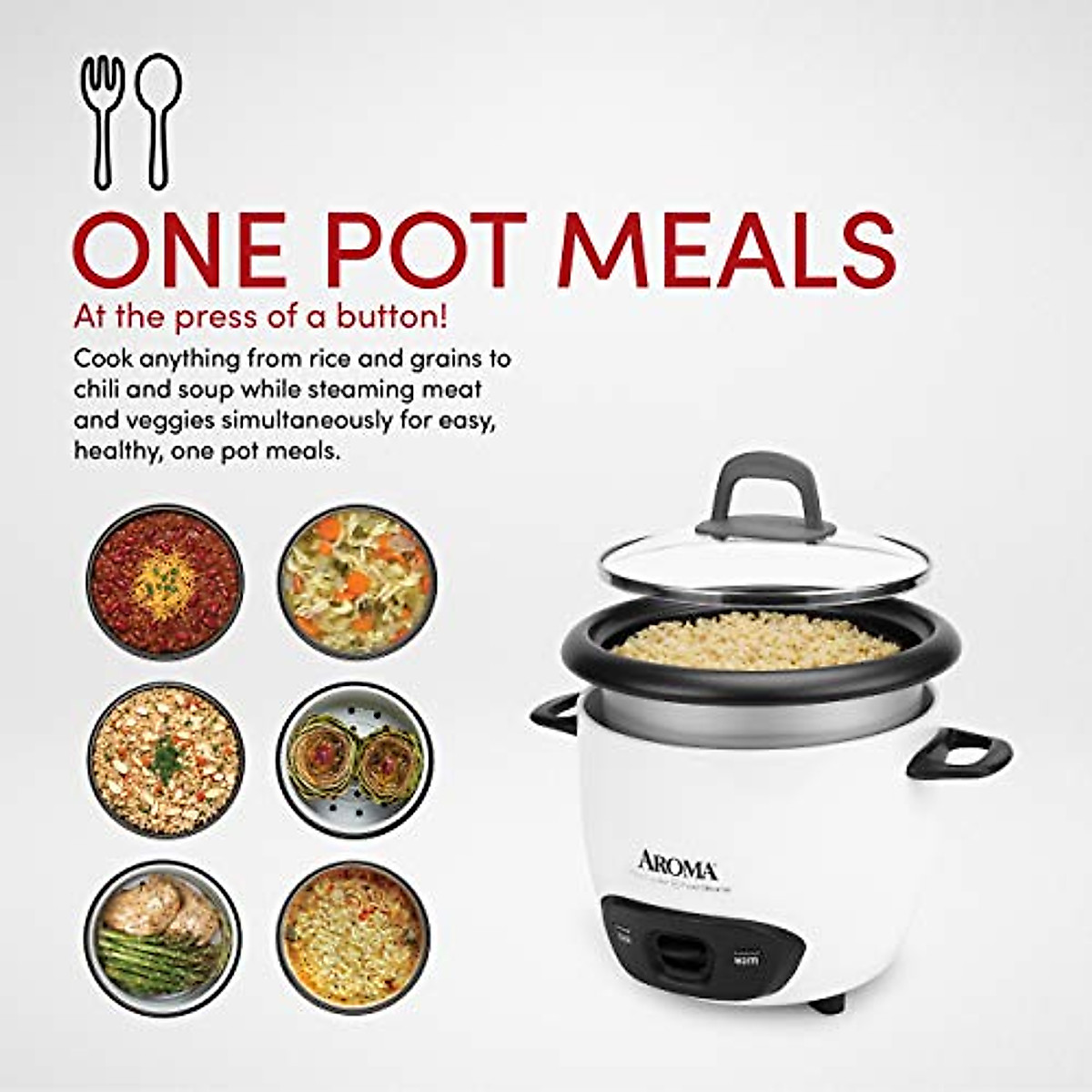 Aroma Housewares 6-Cup (Cooked) (3-Cup UNCOOKED) Pot-Style Rice Cooker (ARC-743G) , White