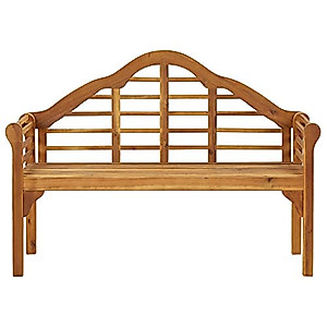 Tidyard Patio Queen Bench with Cushion, Acacia Wood Park Bench, Wooden Outdoor Bench Chair for Entryway Yard Porch Backyard Patio 53.1 x 21.7 x 37.4 Inches (W x D x H)