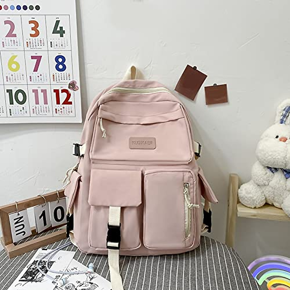Simple Canvas Backpack Large Capacity College Student Hit Color Laptop Schoolbag