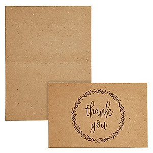 Thank You Cards - 36-Count Thank You Notes, Kraft Paper Bulk Thank You Cards Set - Blank on The Inside, Handwritten Style, Includes Thank You Cards and Envelopes, 4 x 6 inches