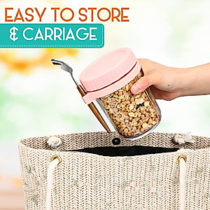 Zubebe 8 Pcs Overnight Oats Container 12 oz Glass Overnight Oats Jars with Lid and Spoon Oatmeal Container Storage Mason Jar for Overnight Oats Cup with Measurement Marks for Cereal Yogurt Food