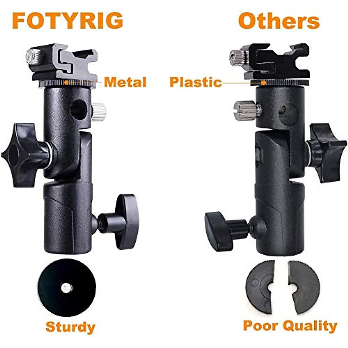 FOTYRIG Camera Speedlite Mount Flash Stand Bracket Umbrella Mount Holder Shoe Mount Compatible with Nikon Pentax Olympus Nissin Metz and Other Speedlite Flashes E Type-2 Pack