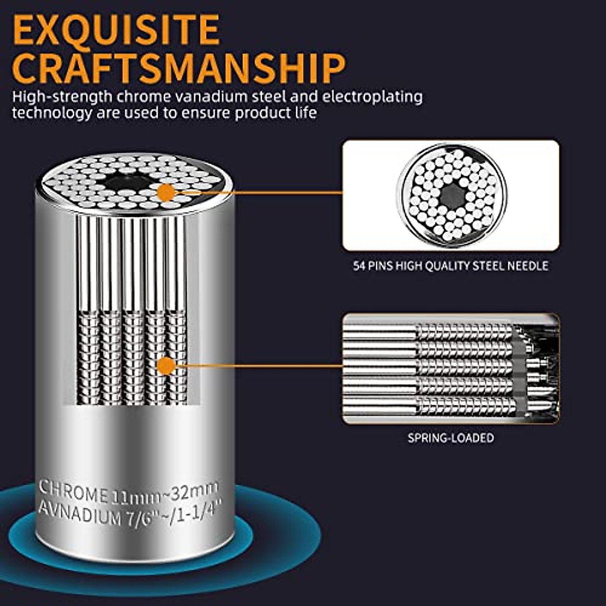 Universal Socket Set (7-19mm 11-32mm) Super Socket For Unscrew Any Bolt Tools,Power Drill Adapter Socket,Multi-function Socket Set Cool for Dad Men Husband Boyfriends Gifts 4 PCS Set
