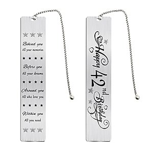 Jzxwan Happy 42nd Birthday Gifts for Women Men, 42 Year Old Birthday Bookmark Gift for Him Her, Happy 42 Yr Bday Book Mark for Female Male, 1982 Bd Present, 42 nd Birthday Card Decoration