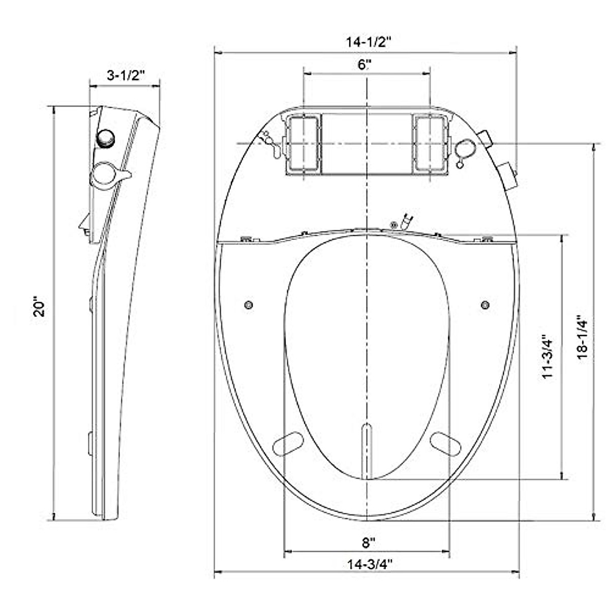 Gele WB002 Elongated Smart Toilet Bidet Seat, Non-electric, Slow Close Seat & Lid, Dual Nozzle, Easy Installation & Clean, Adjustable Spray Pressure, fit most toilets, Kohler, Toto, American Standard